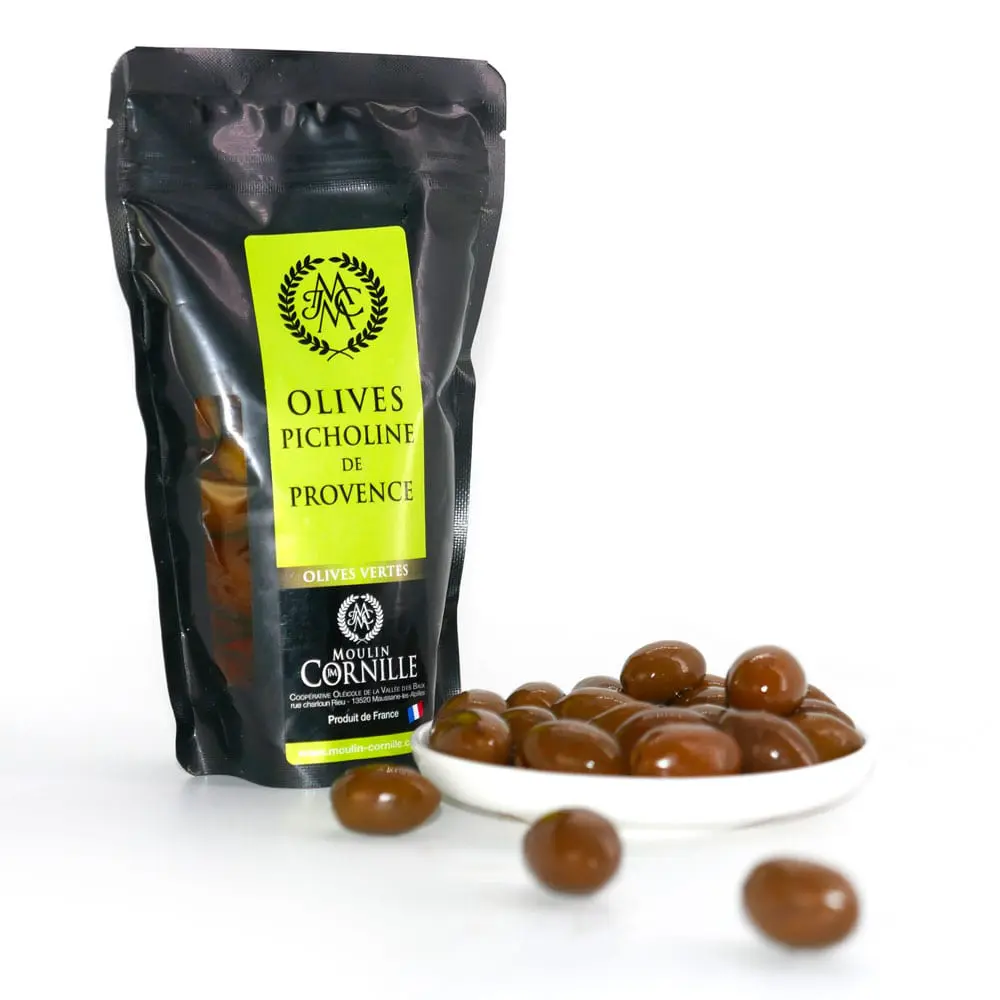 Picholine green table olives - Moulin Cornille - ProvençalBox